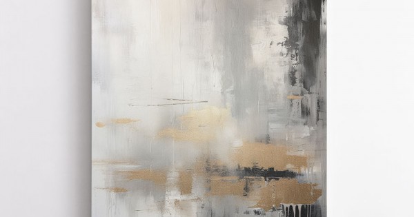 Silver Black & Gold Texture Abstract 3 Wall Art