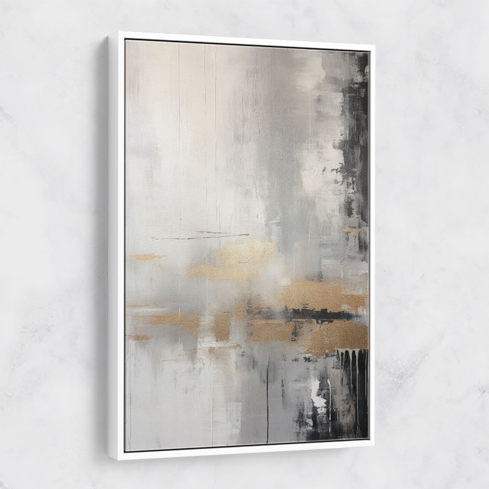 Silver Black & Gold Texture Abstract 3 Wall Art