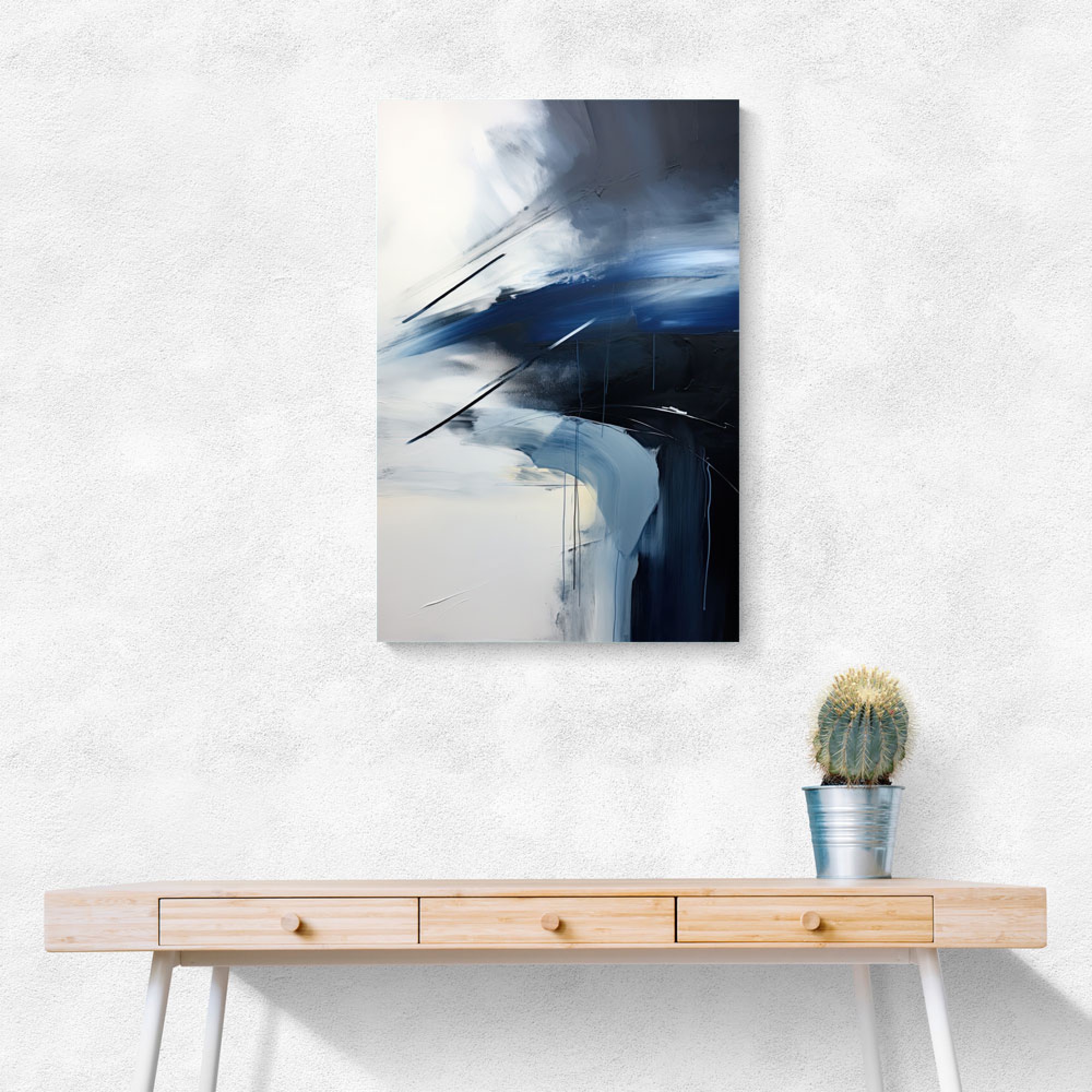 Blue & Black Stroke Abstract Wall Art