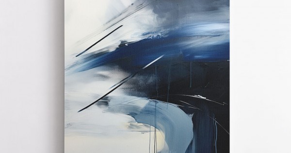 Blue & Black Stroke Abstract Wall Art
