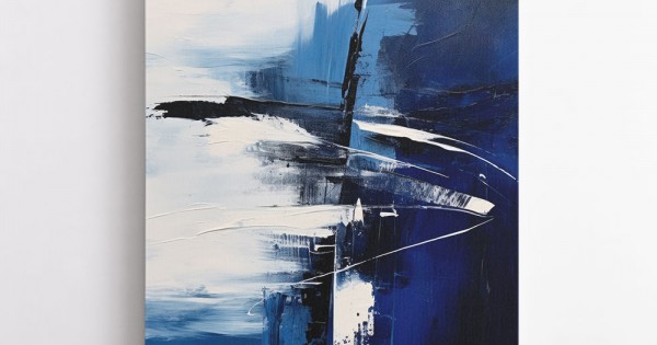Blue & Black Stroke Abstract 2 Wall Art