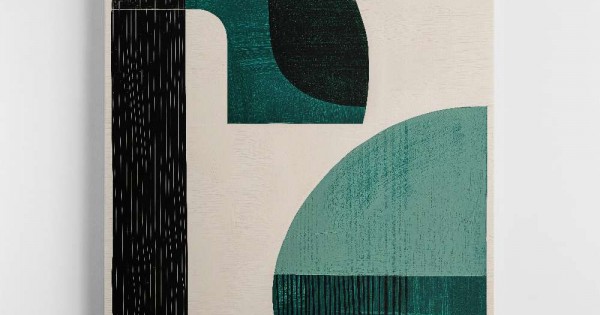 Midcentury Teal Geometric Shapes 2 Wall Art