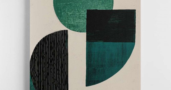 Midcentury Teal Geometric Shapes 3 Wall Art