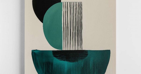 Midcentury Teal Geometric Shapes 4 Wall Art