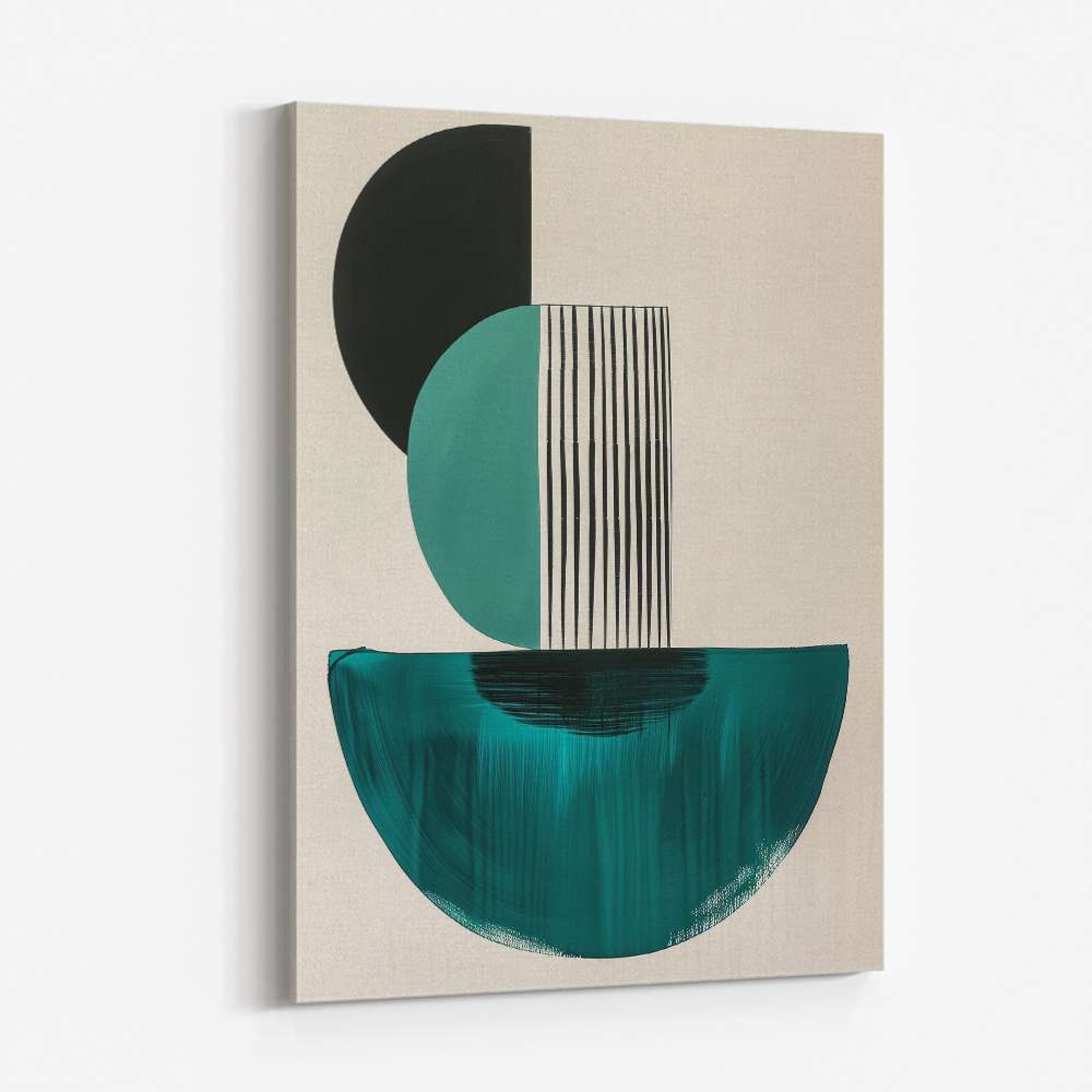 Midcentury Teal Geometric Shapes 4 Wall Art