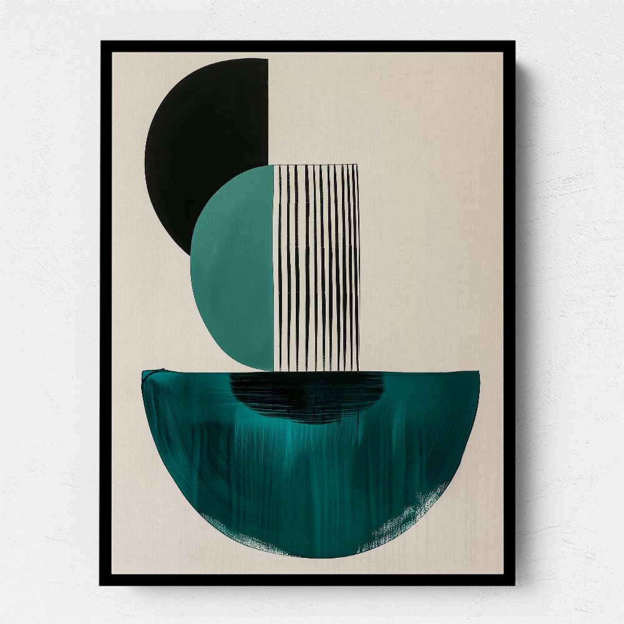 Midcentury Teal Geometric Shapes 4 Wall Art