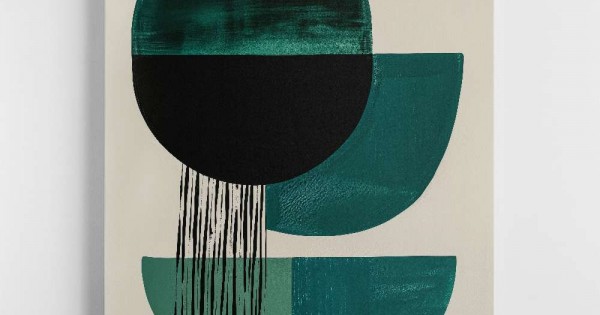 Midcentury Teal Geometric Shapes 5 Wall Art