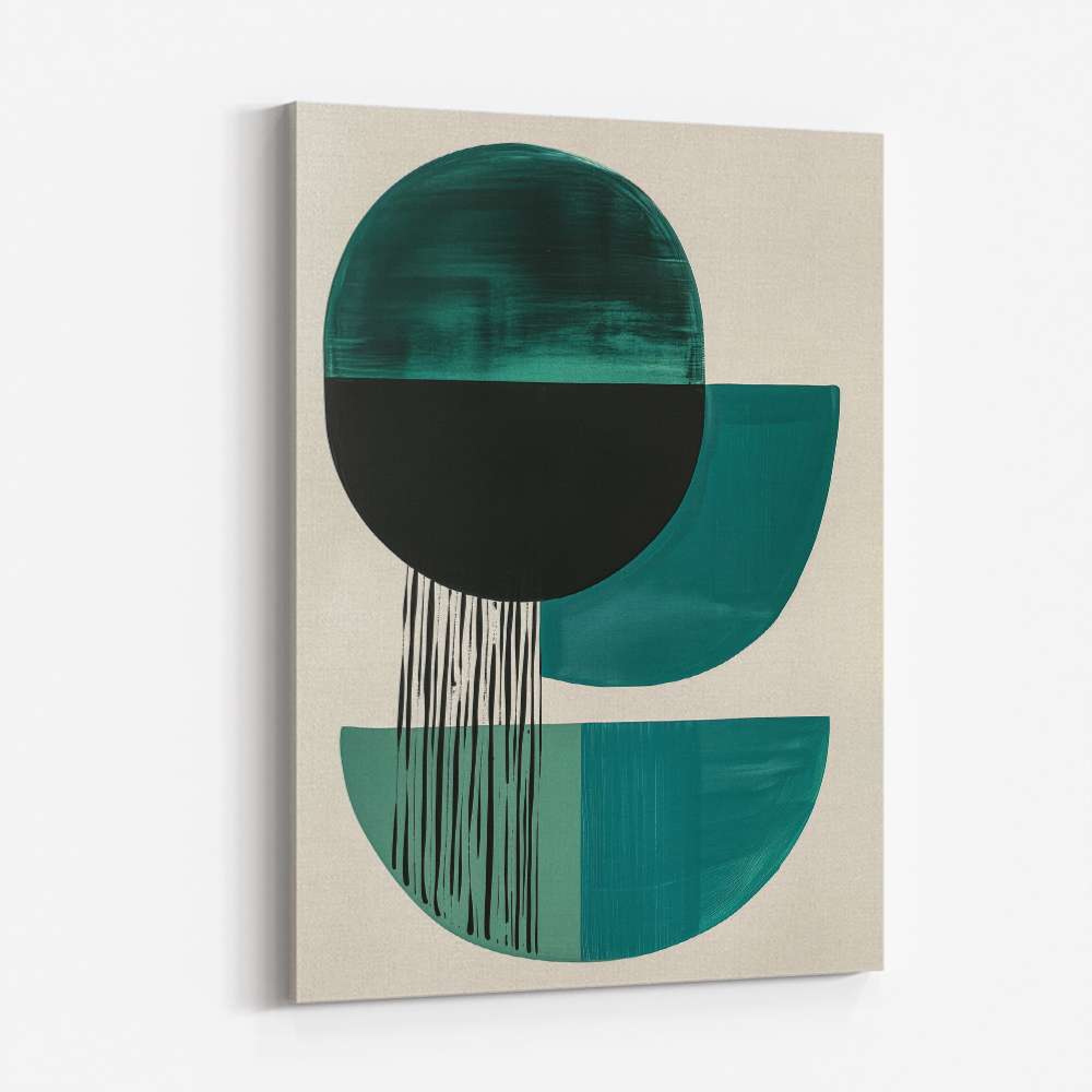 Midcentury Teal Geometric Shapes 5 Wall Art