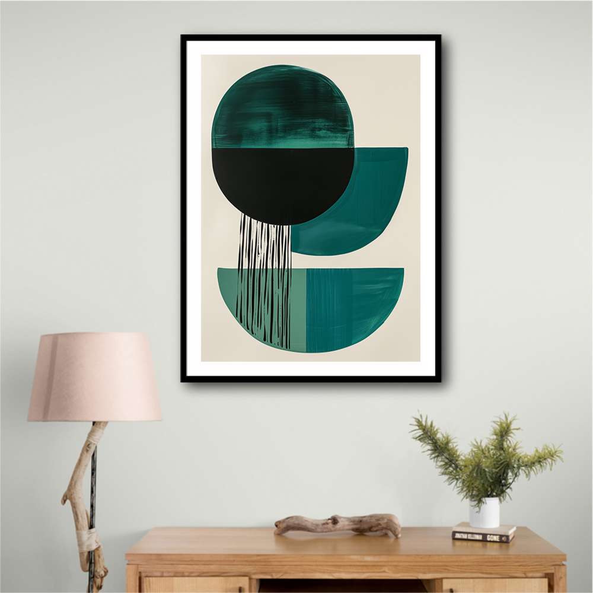 Midcentury Teal Geometric Shapes 5 Wall Art