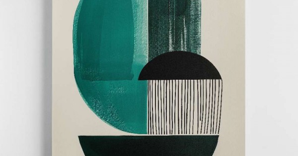 Midcentury Teal Geometric Shapes 6 Wall Art