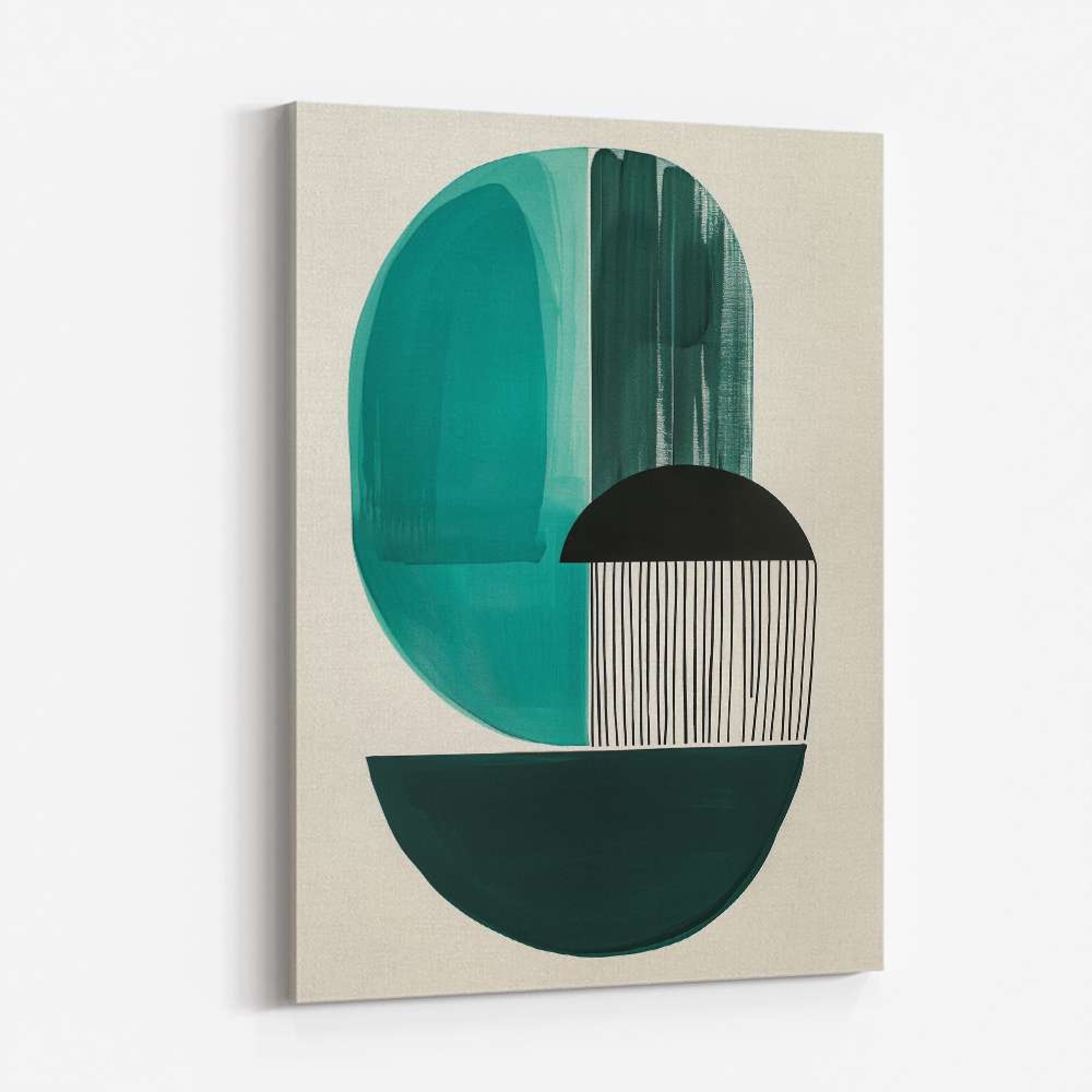 Midcentury Teal Geometric Shapes 6 Wall Art