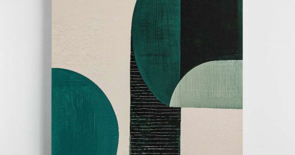 Midcentury Teal Geometric Shapes 7 Wall Art