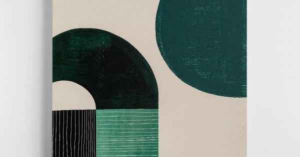 Midcentury Teal Geometric Shapes 10 Wall Art