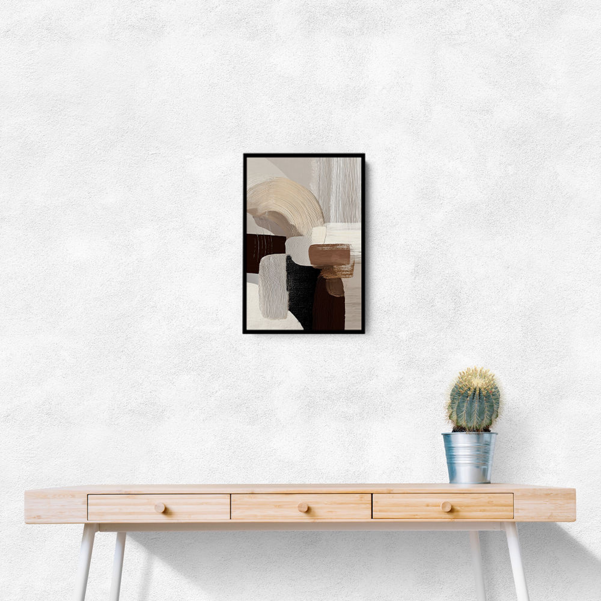Minimalist Abstract Collage Wall Art – Organic Shapes Portrait Print
