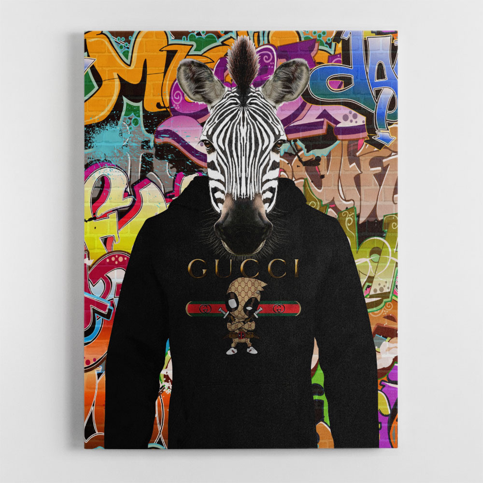 Zebra in a Hoodie Graffiti Wall Art