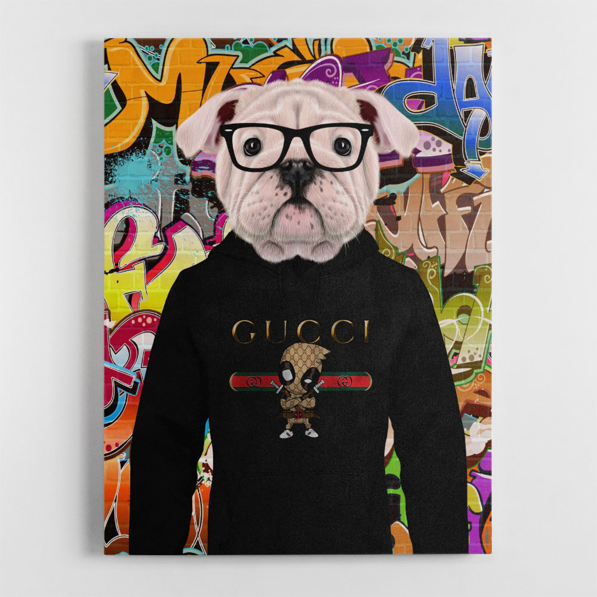 Bulldog Hoodie Graffiti Wall Art