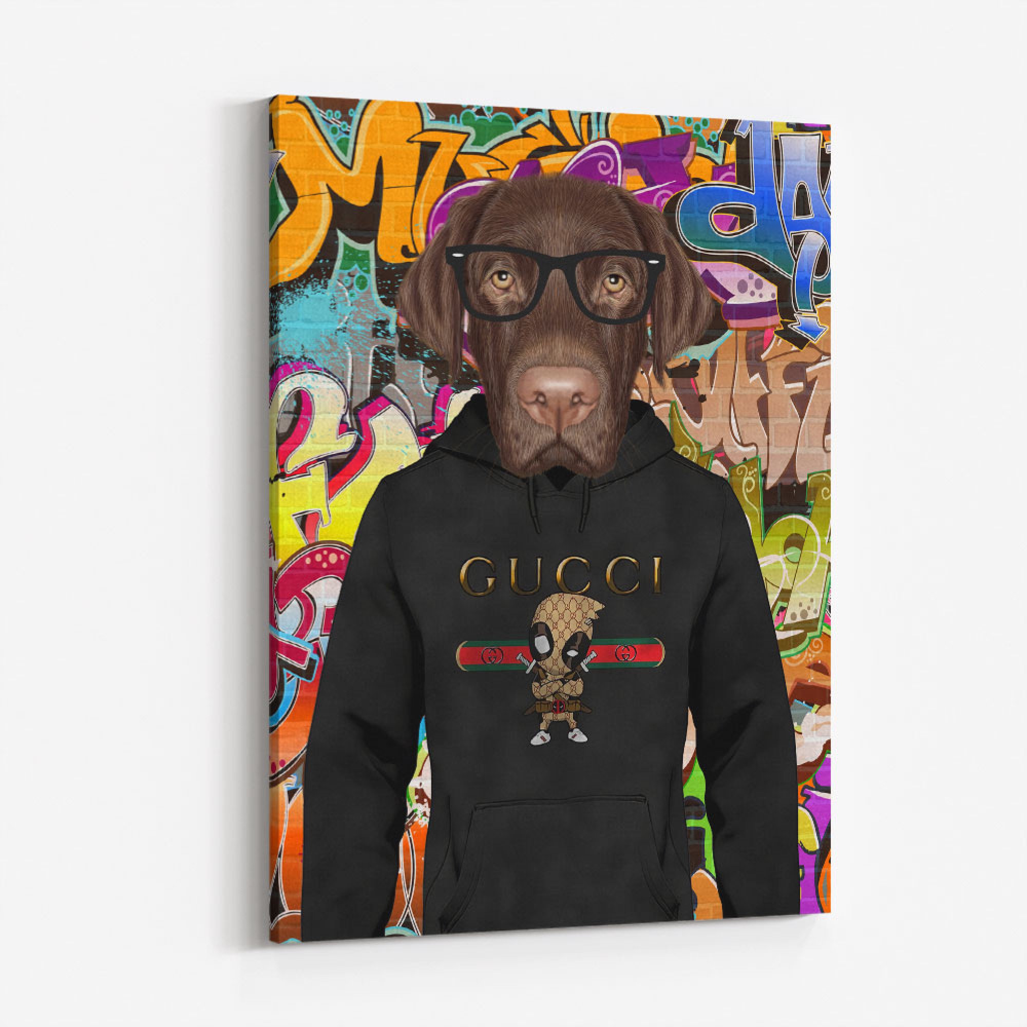Chocolate Labrador Hoodie Graffiti Wall Art