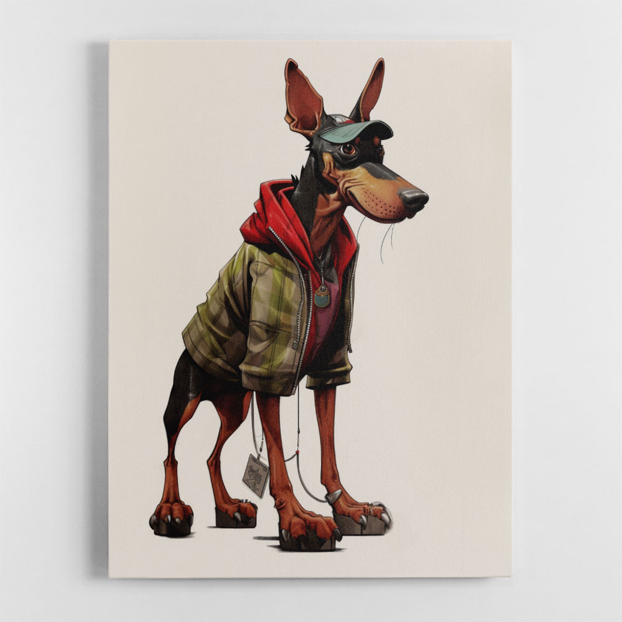Doberman Cartoon Wall Art
