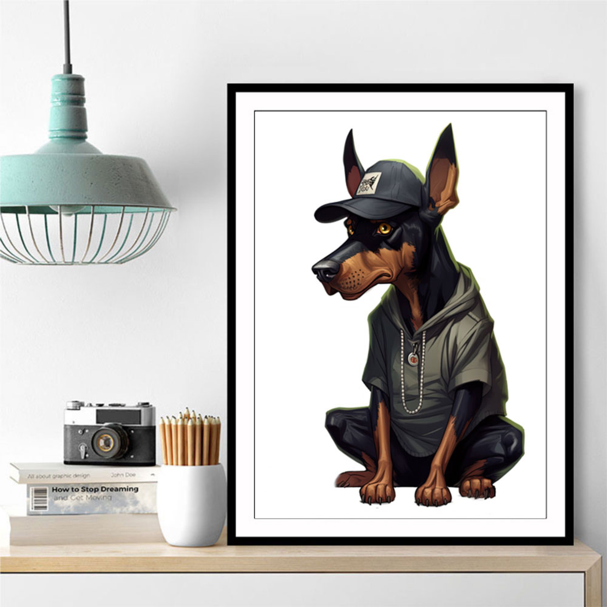 Doberman Cartoon 1 Wall Art