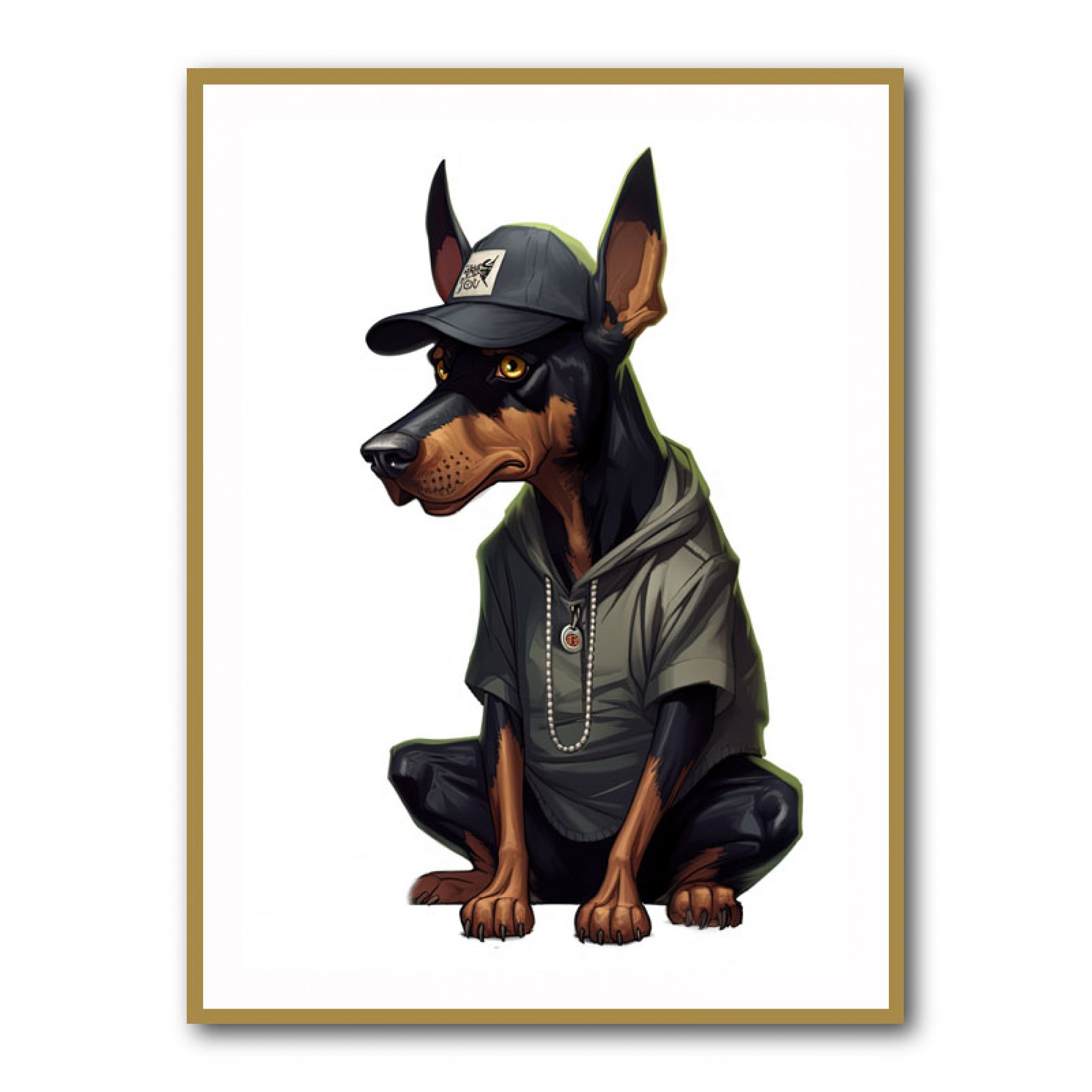 Doberman Cartoon 1 Wall Art