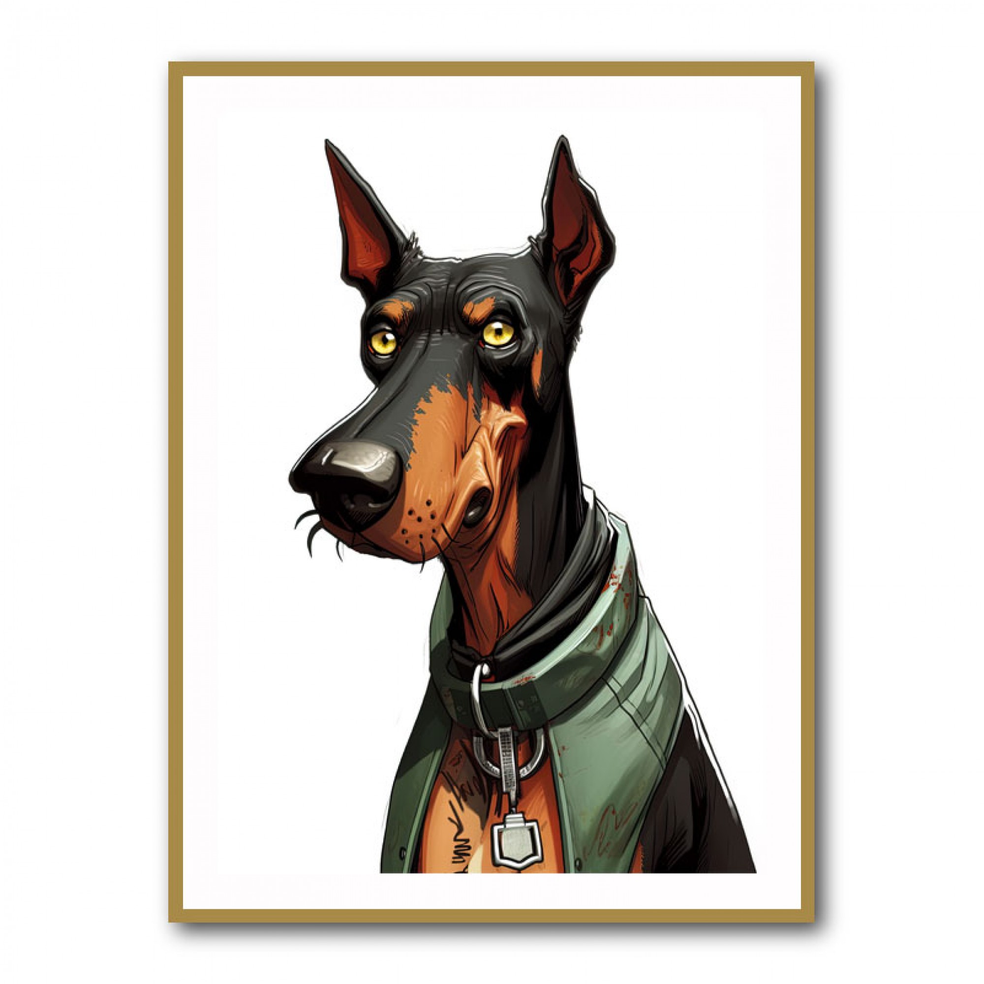 Doberman Cartoon 3 Wall Art