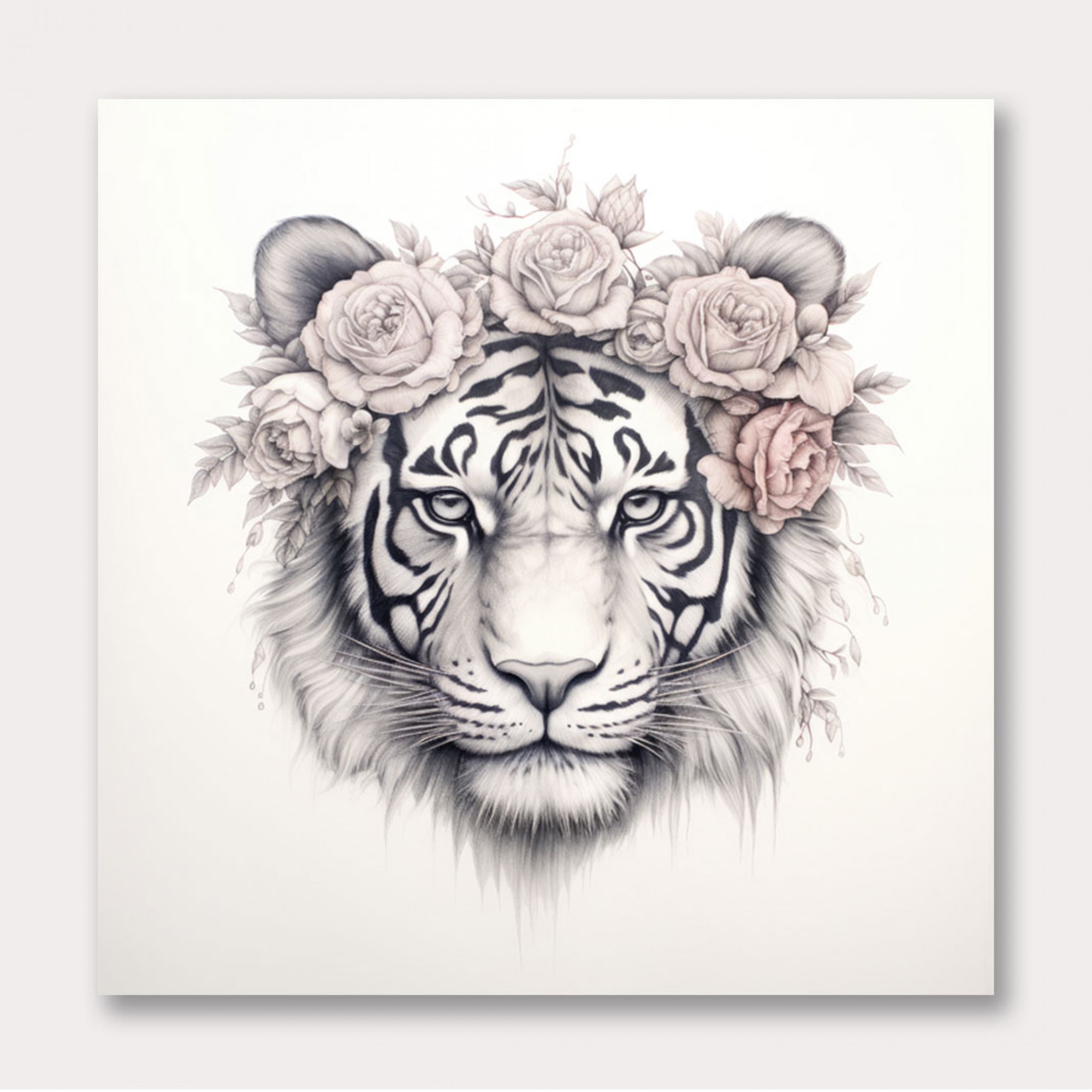 Tiger in Pink Flowers Wall Art