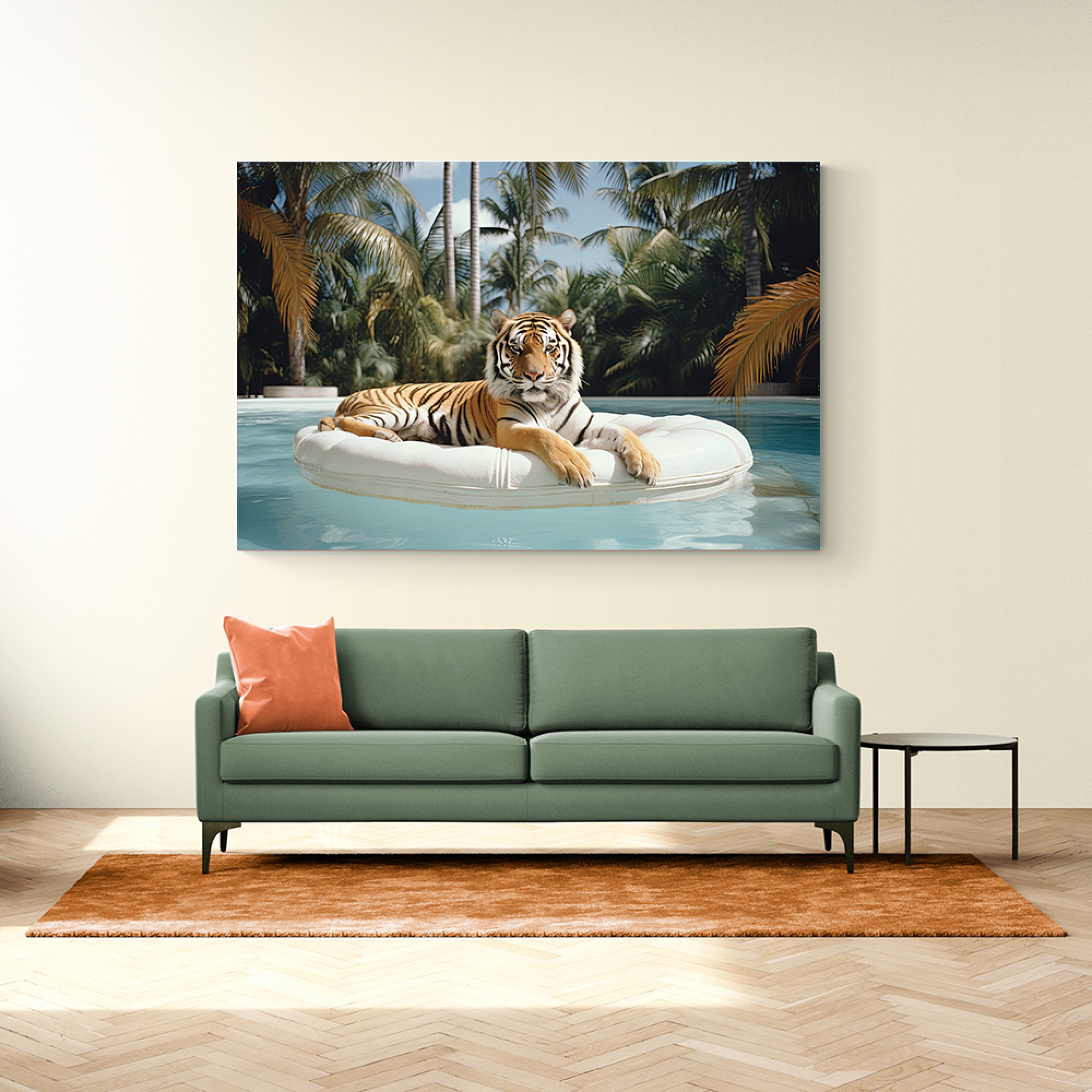 Tiger Floating at The Pool Wall Art