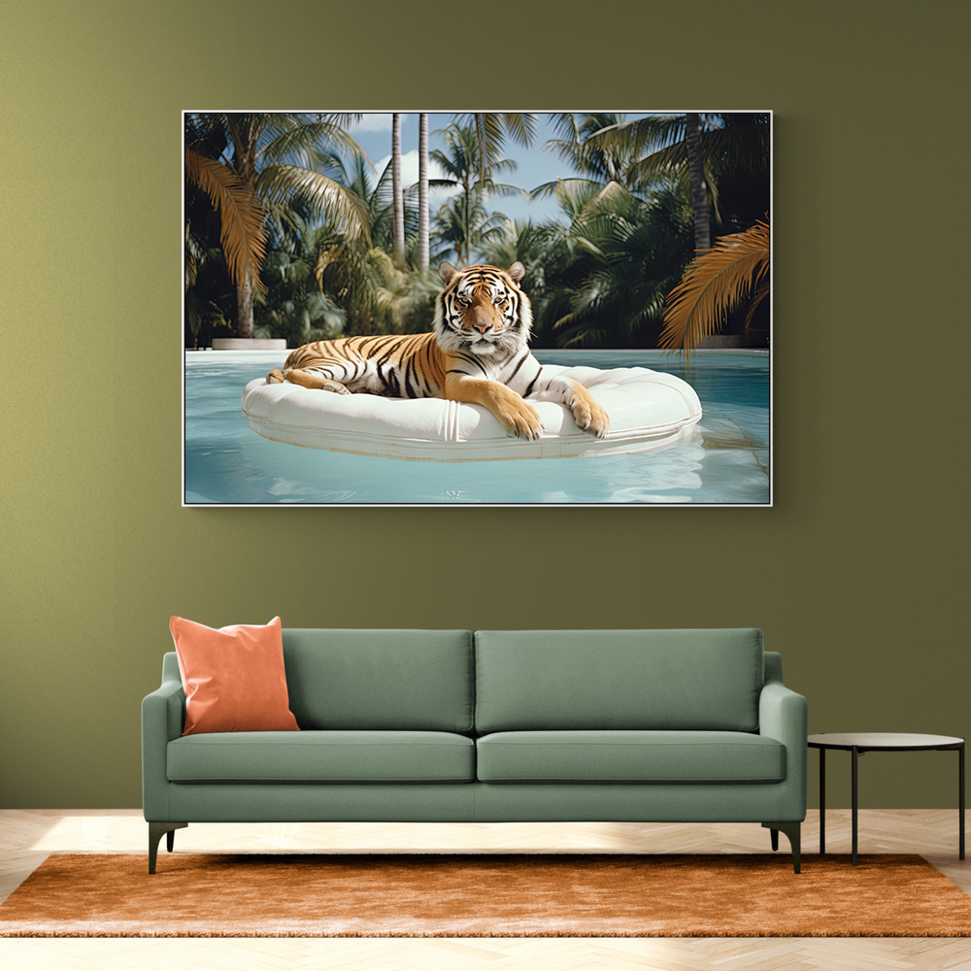 Tiger Floating at The Pool Wall Art