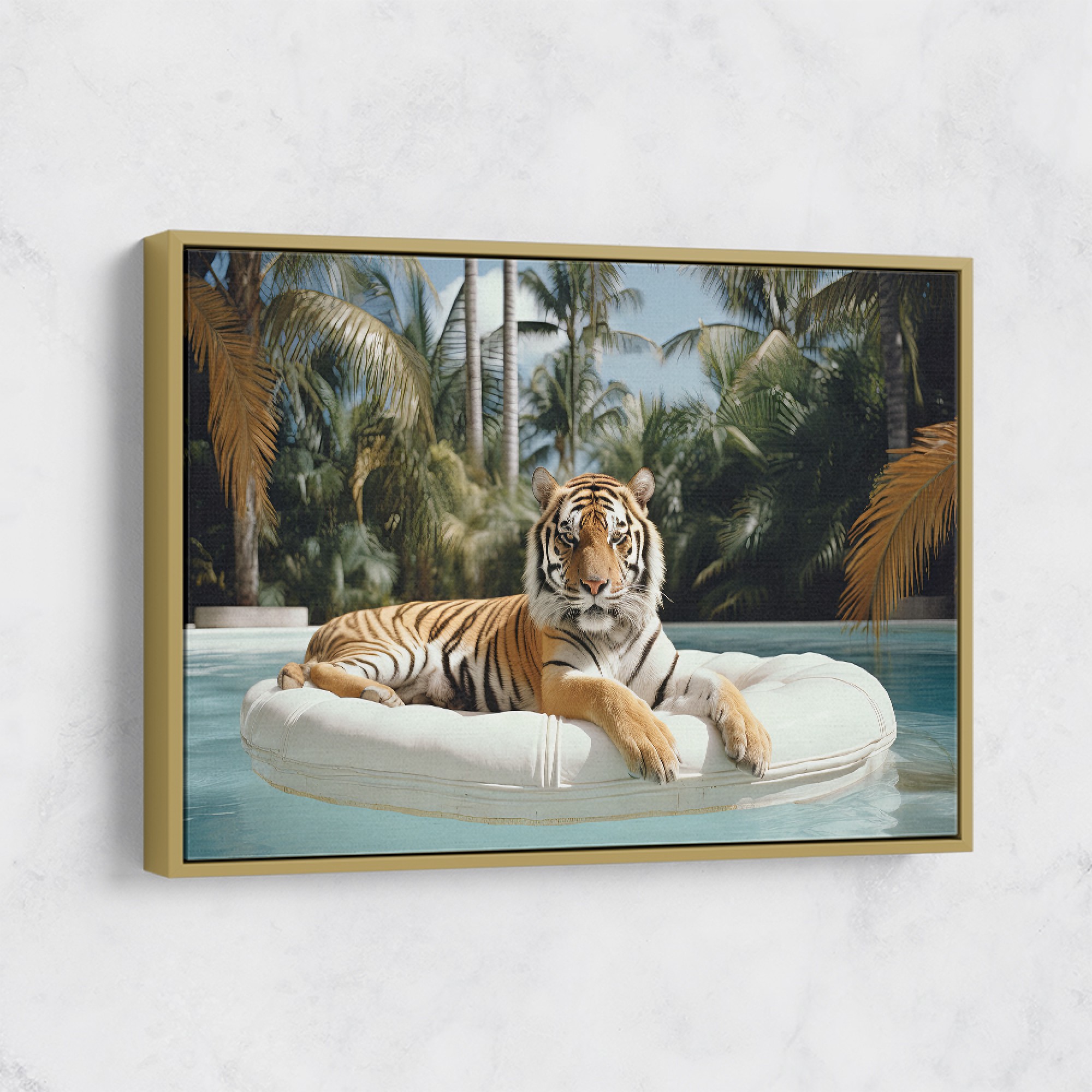 Tiger Floating at The Pool Wall Art
