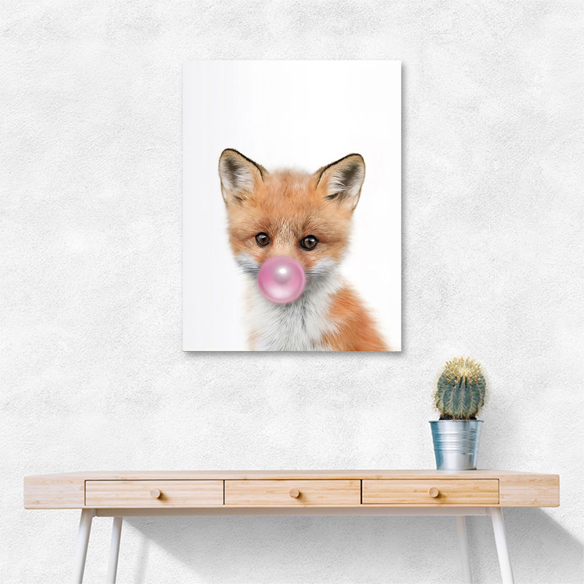 Baby Fox Bubble Gum Wall Art
