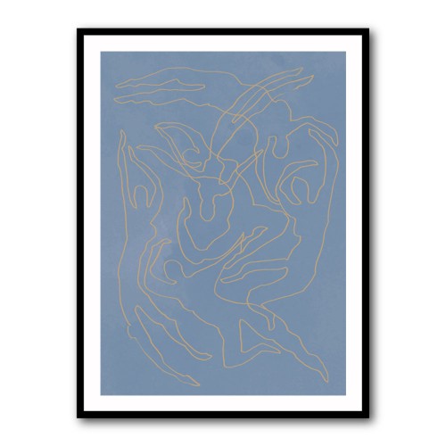 Simple Blue Lines Pattern Wall Art