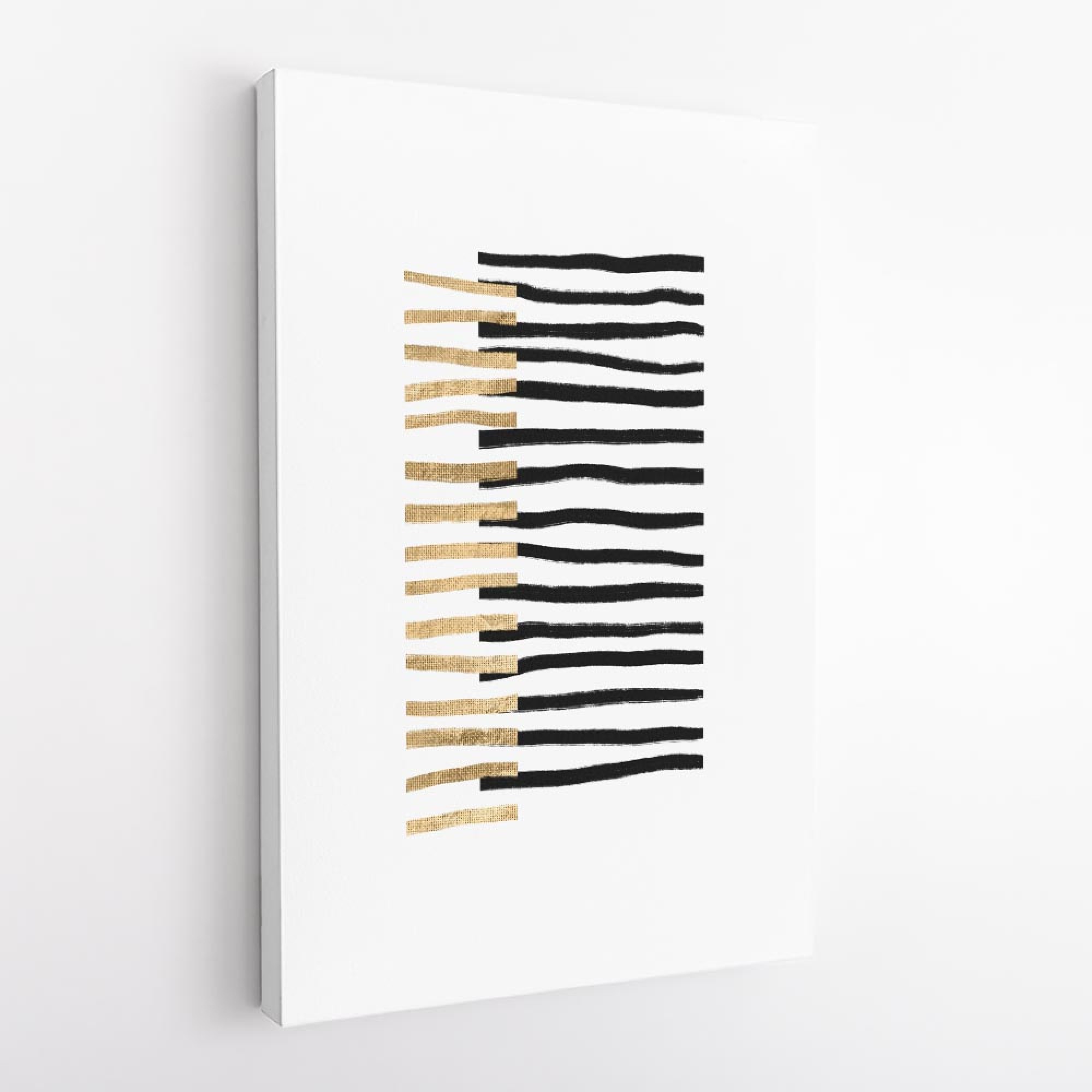 Gold on Black Lines Wall Art