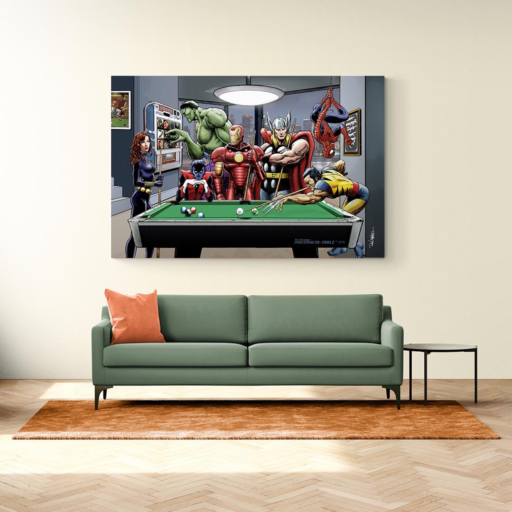 Afterhours Marvel Superheroes Relax Playing Pool Wall Art