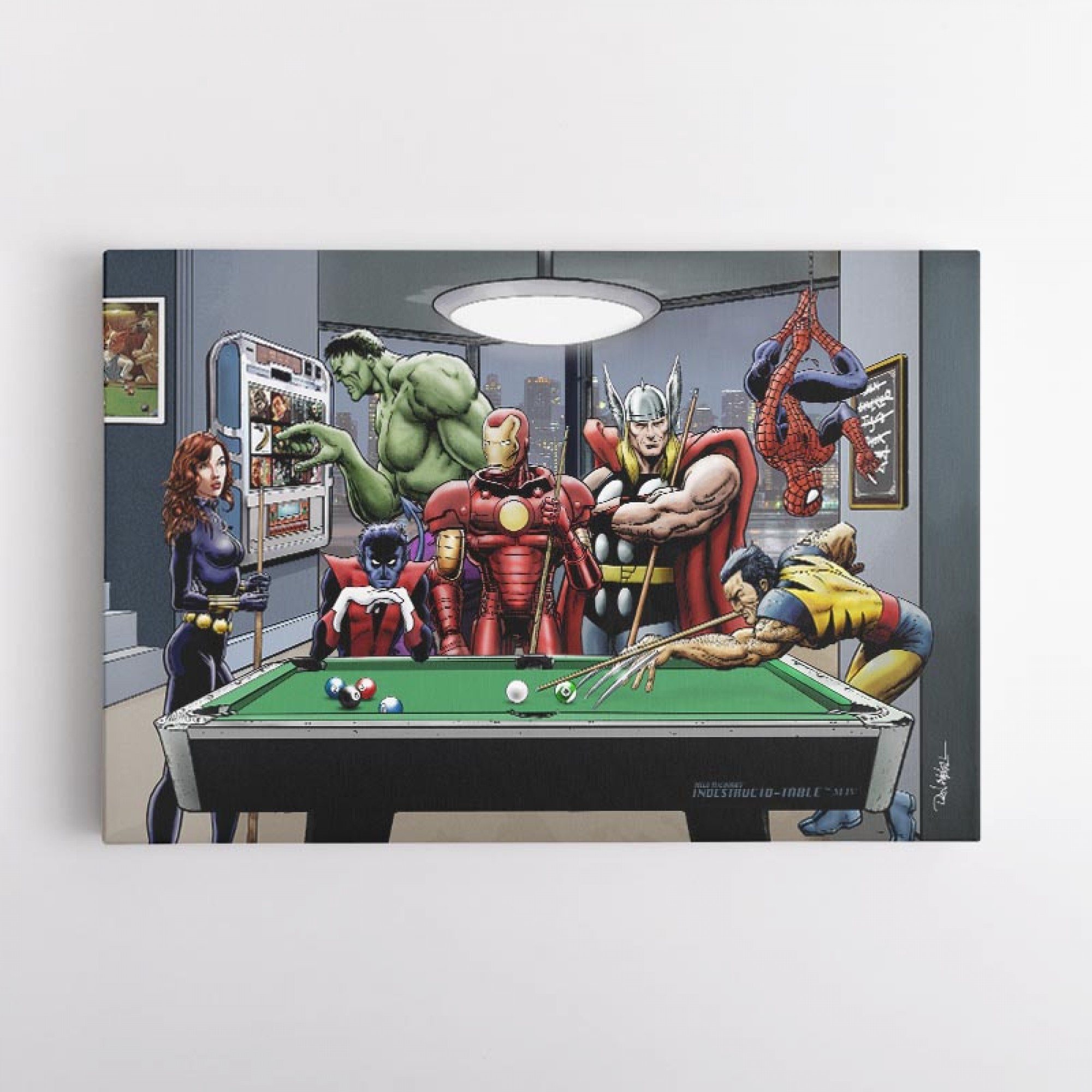 Afterhours Marvel Superheroes Relax Playing Pool Wall Art