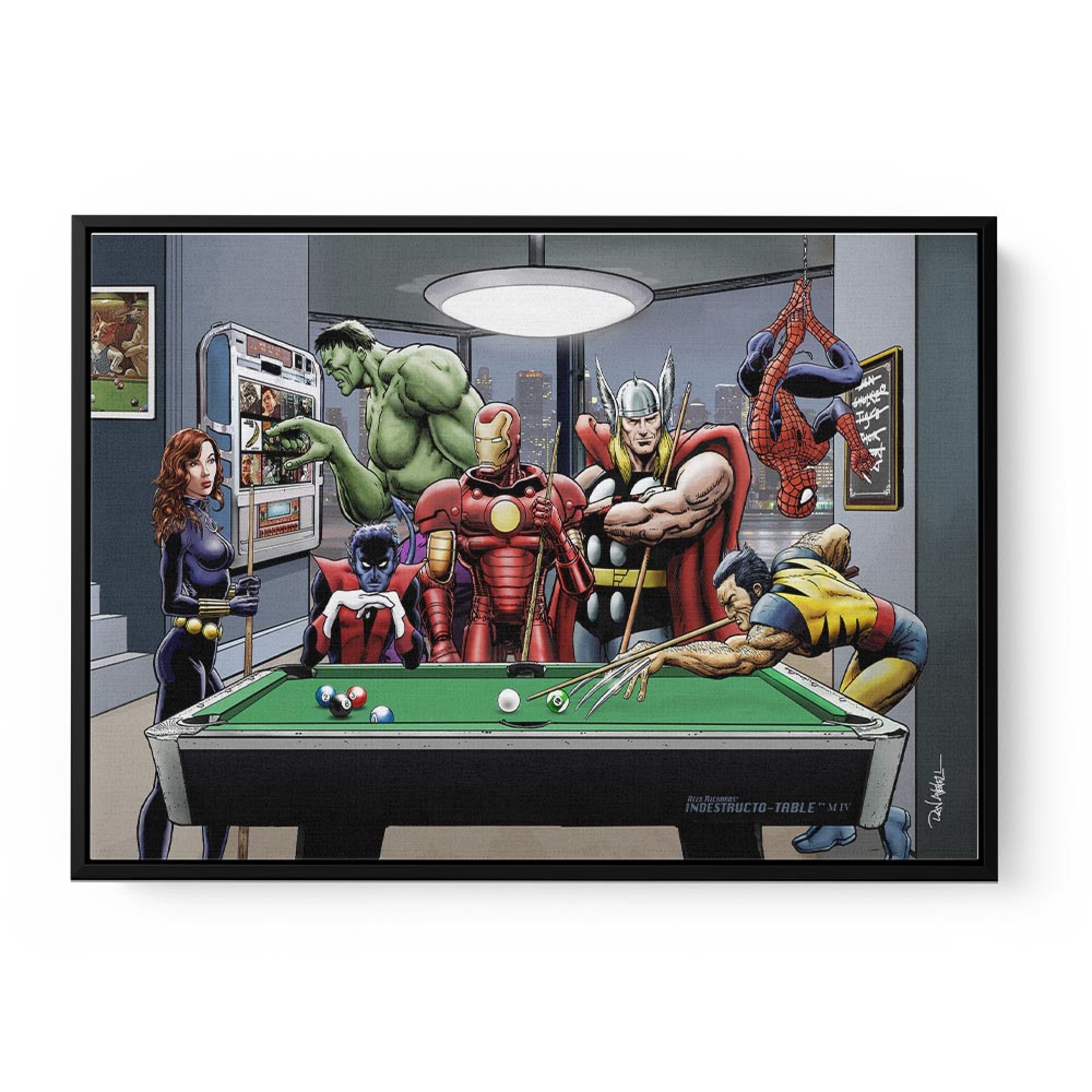 Afterhours Marvel Superheroes Relax Playing Pool Wall Art