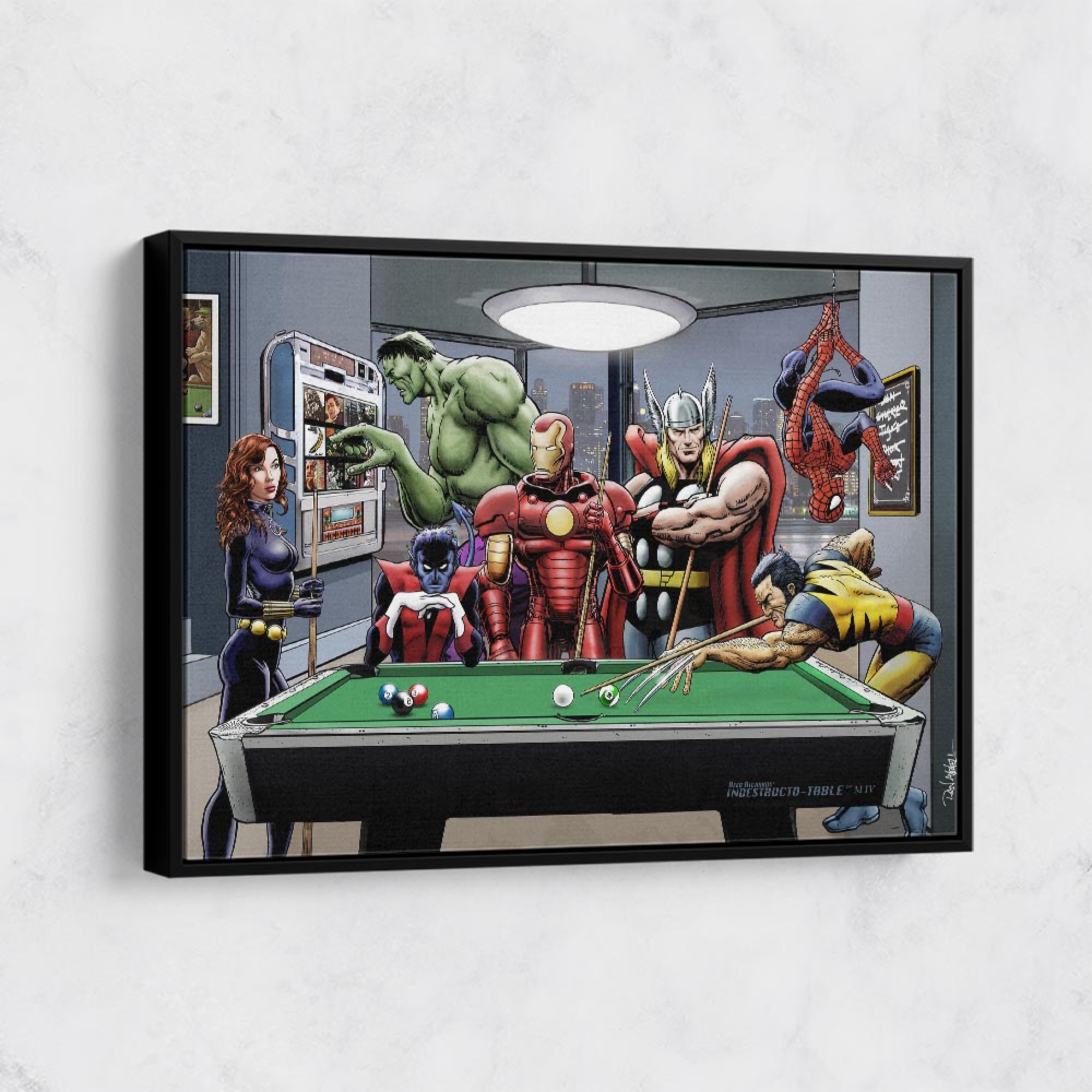 Afterhours Marvel Superheroes Relax Playing Pool Wall Art