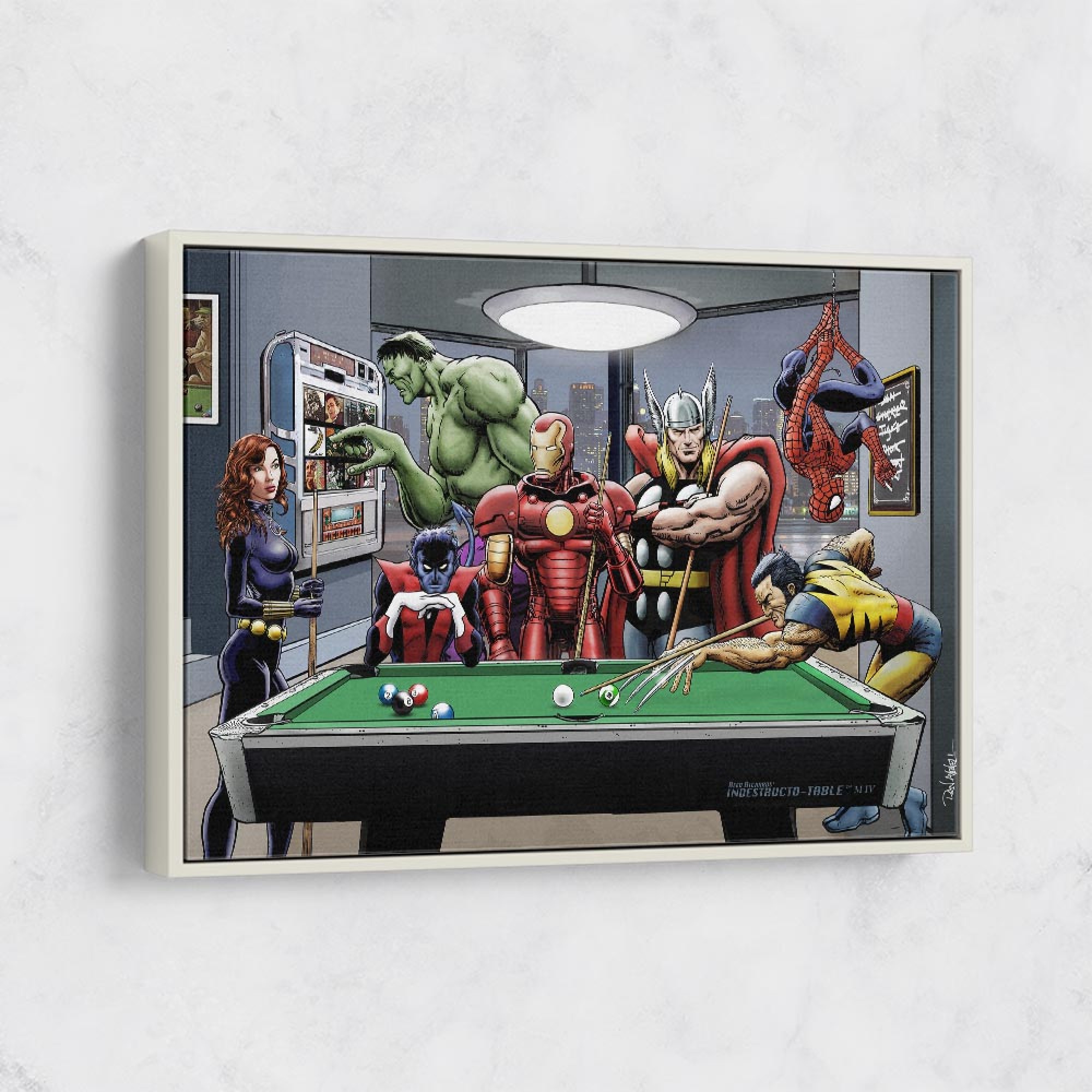 Afterhours Marvel Superheroes Relax Playing Pool Wall Art