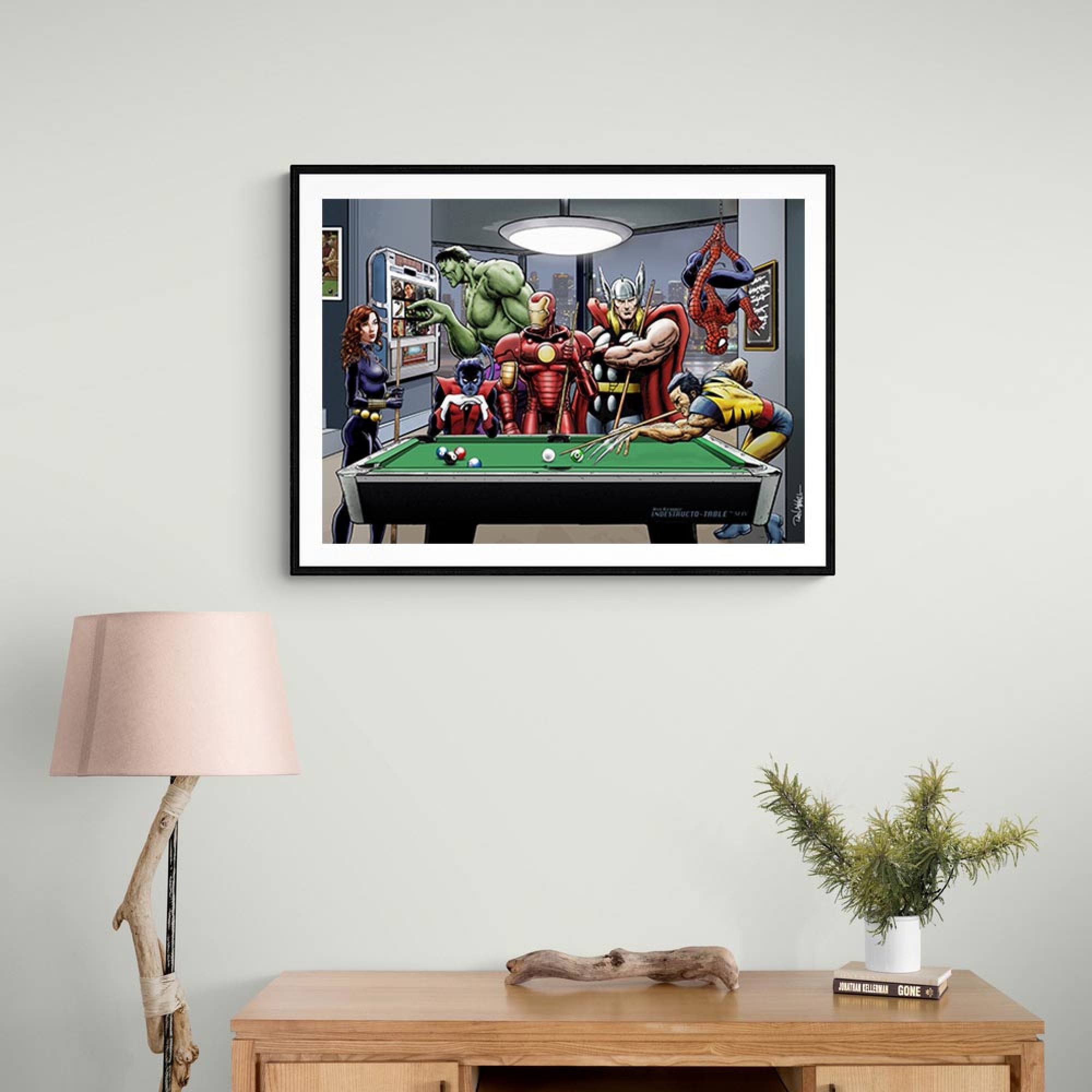 Afterhours Marvel Superheroes Relax Playing Pool Wall Art