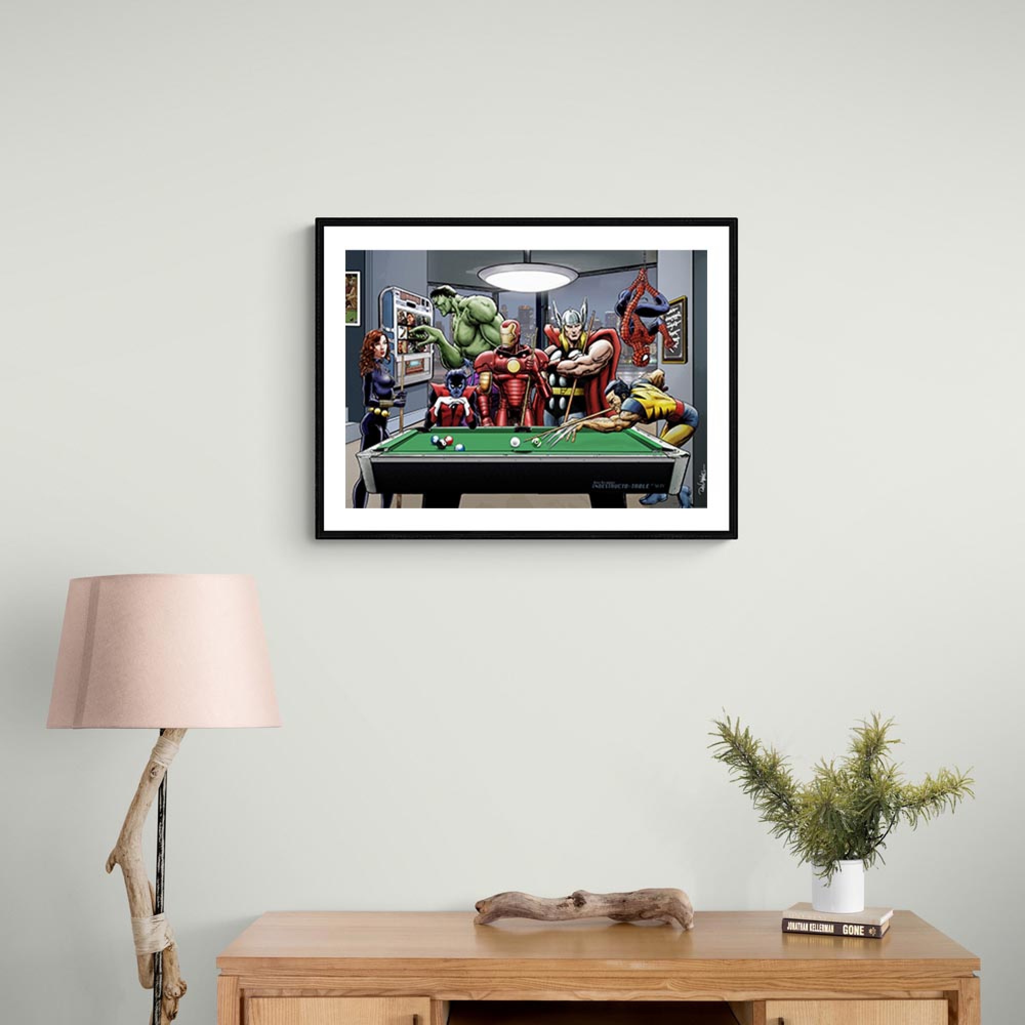 Afterhours Marvel Superheroes Relax Playing Pool Wall Art