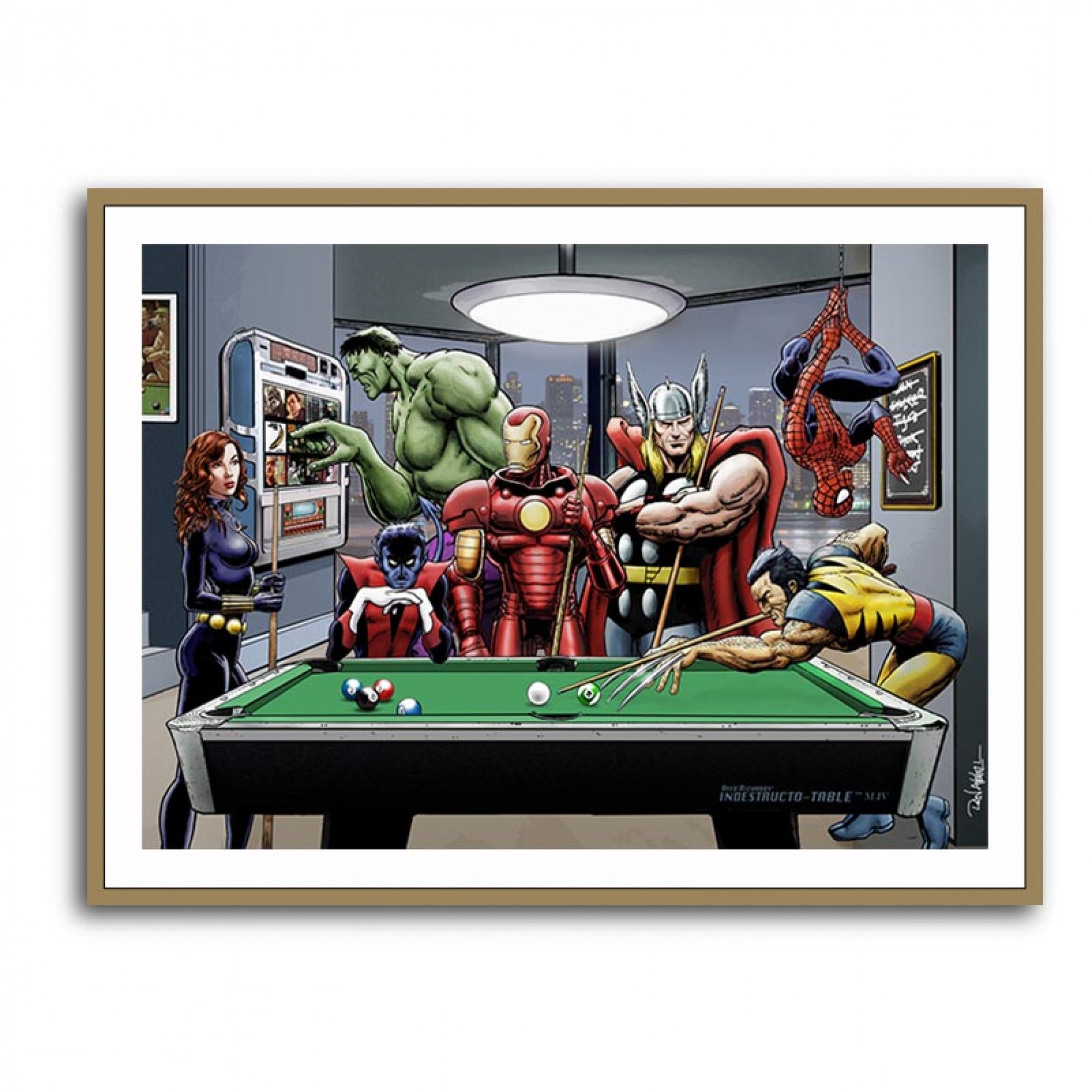Afterhours Marvel Superheroes Relax Playing Pool Wall Art