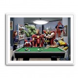 Afterhours Marvel Superheroes Relax Playing Pool Wall Art