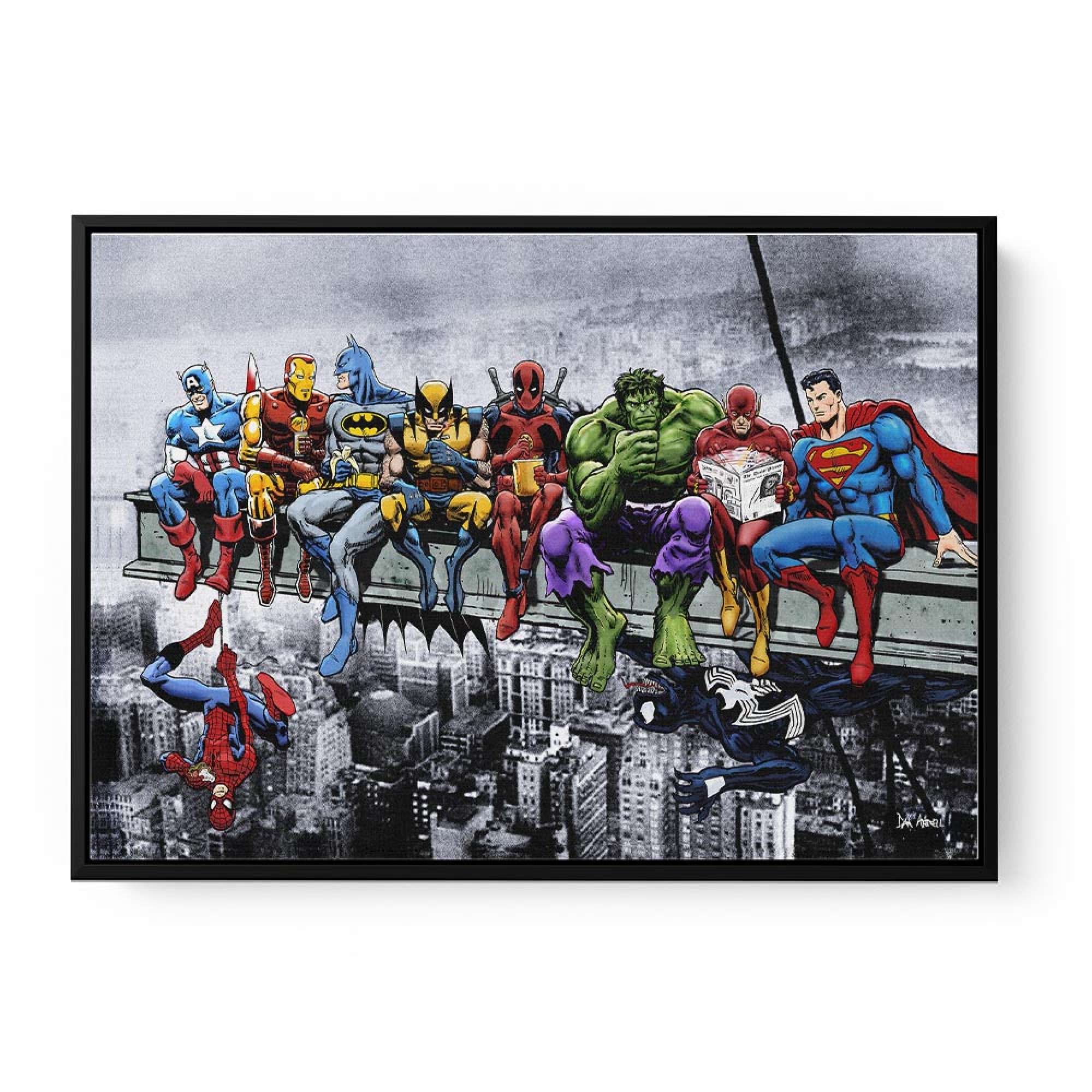 Marvel and DC Superheroes Lunch Atop A Skyscraper Wall Art