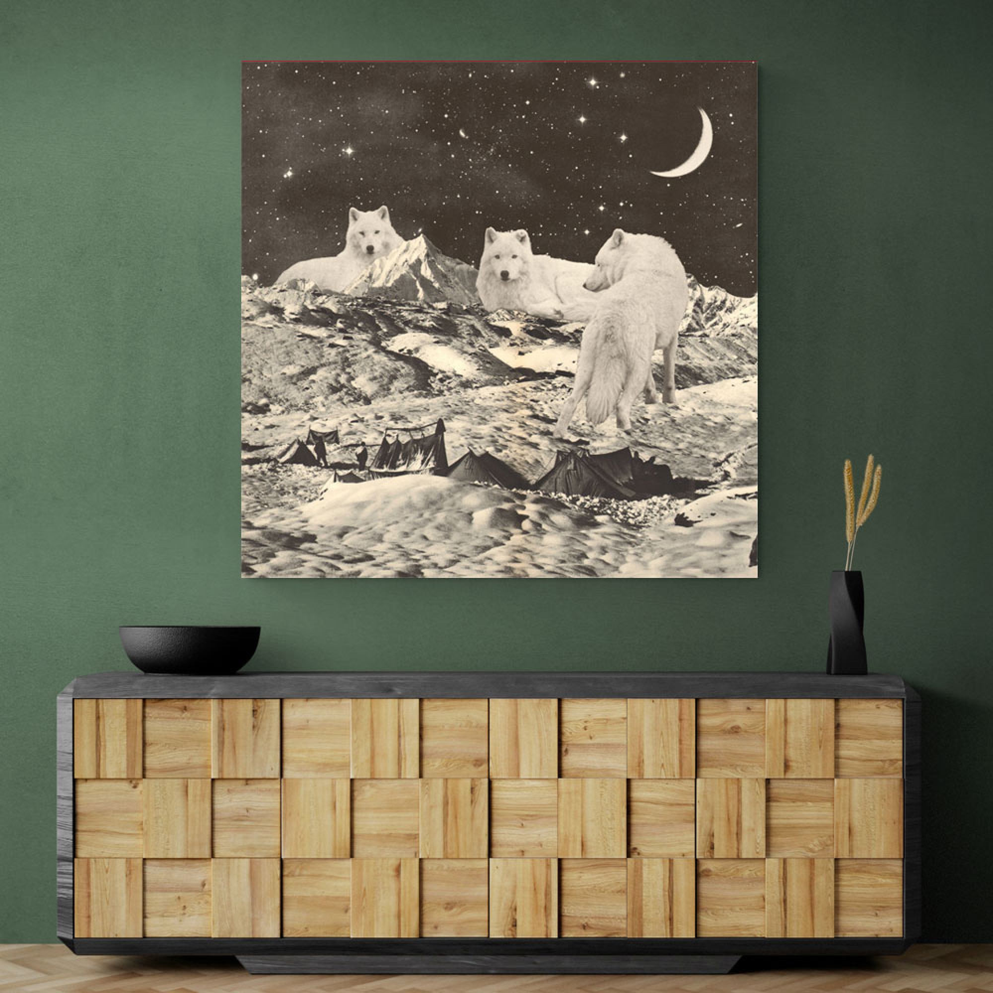Giant White Wolves Wall Art