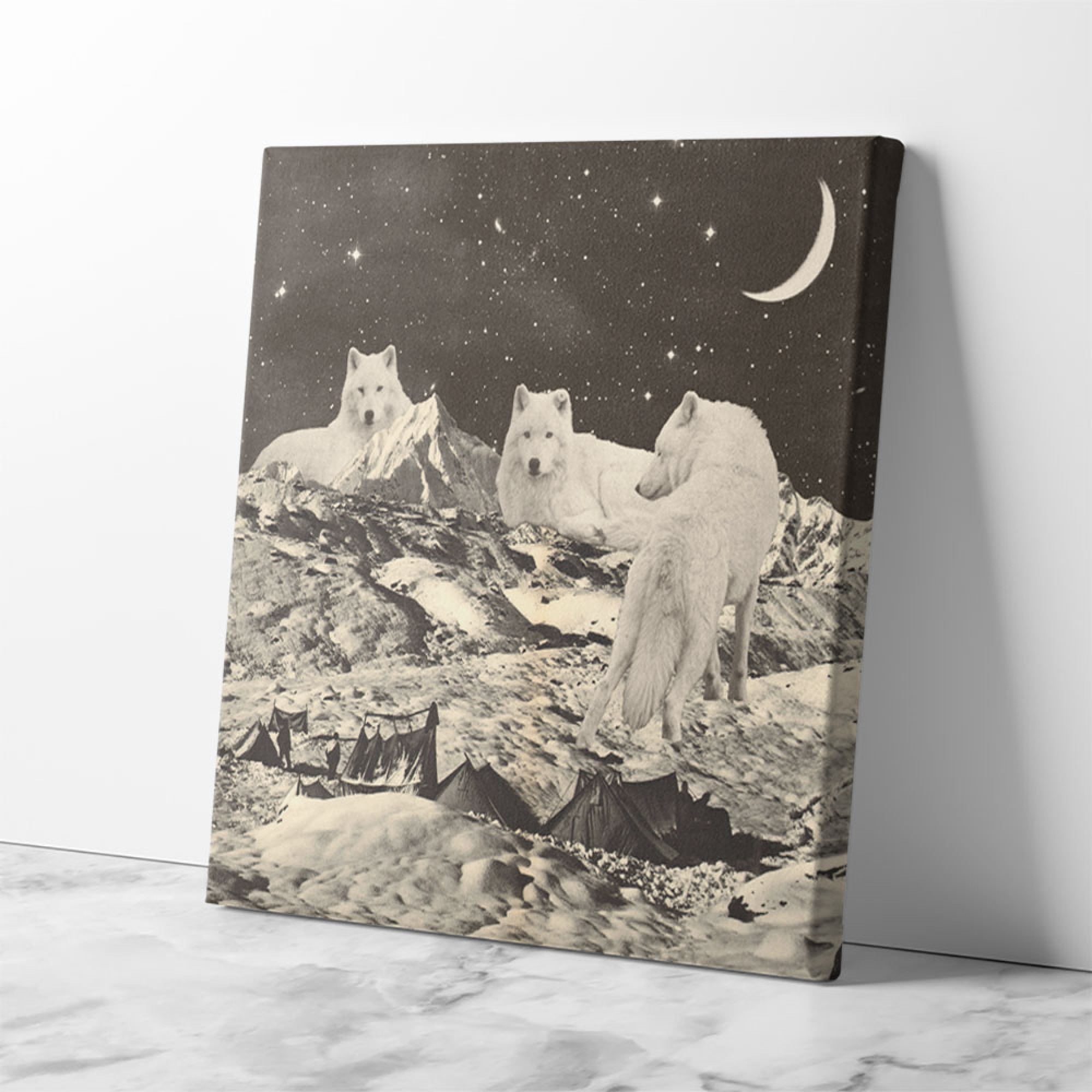 Giant White Wolves Wall Art