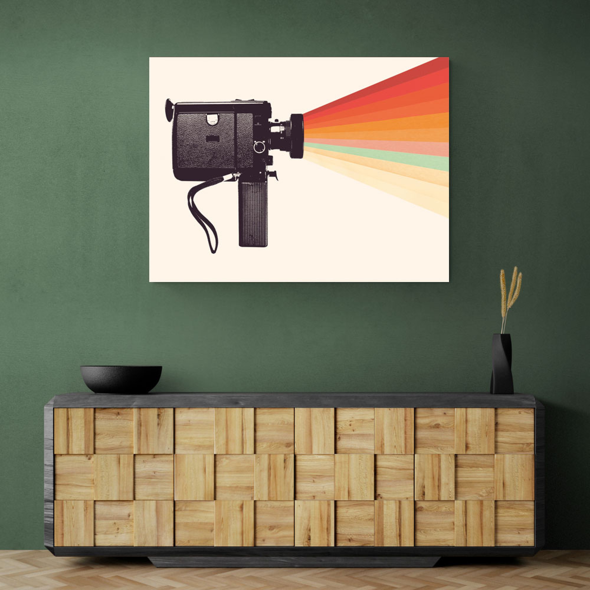 Movie Camera Rainbow Wall Art