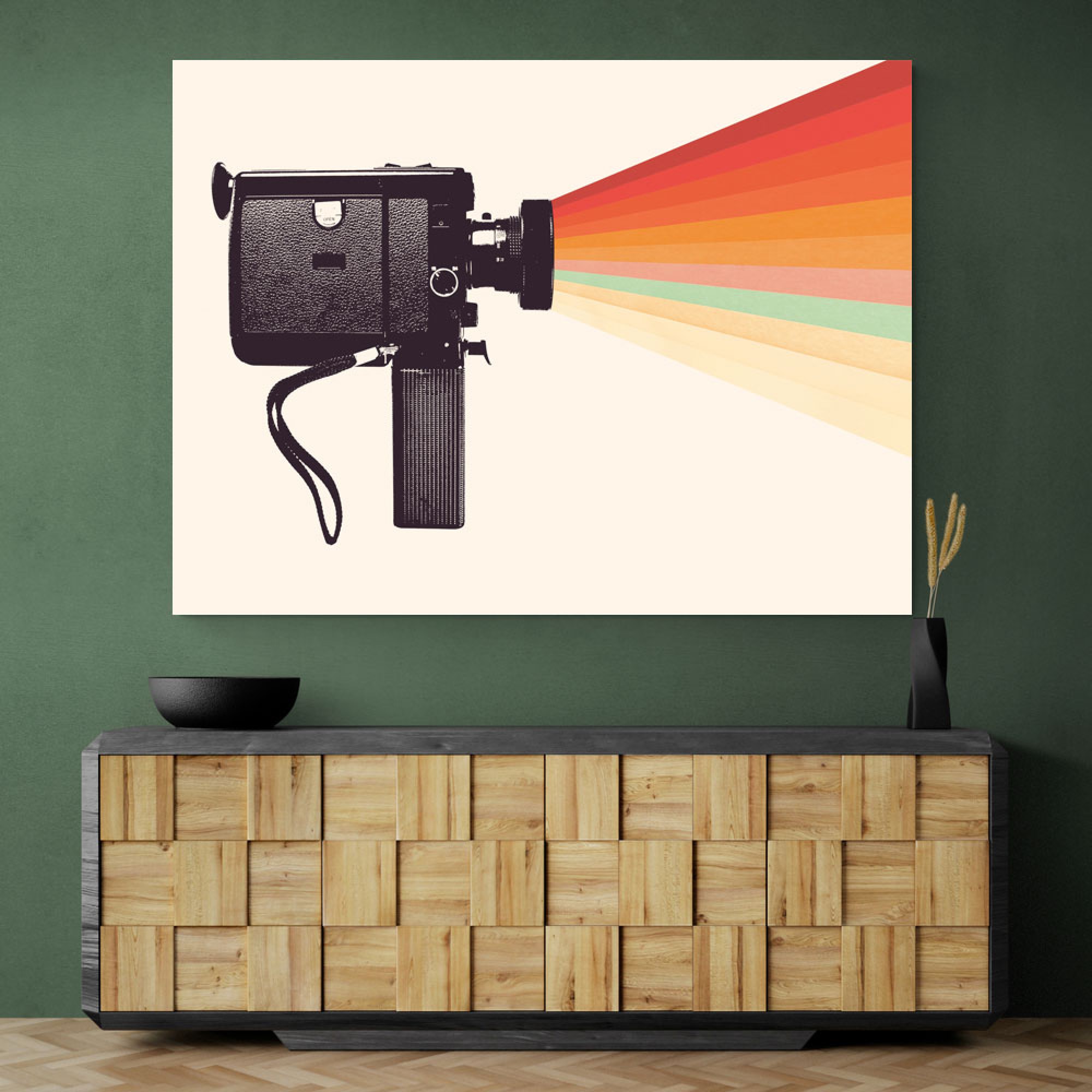 Movie Camera Rainbow Wall Art