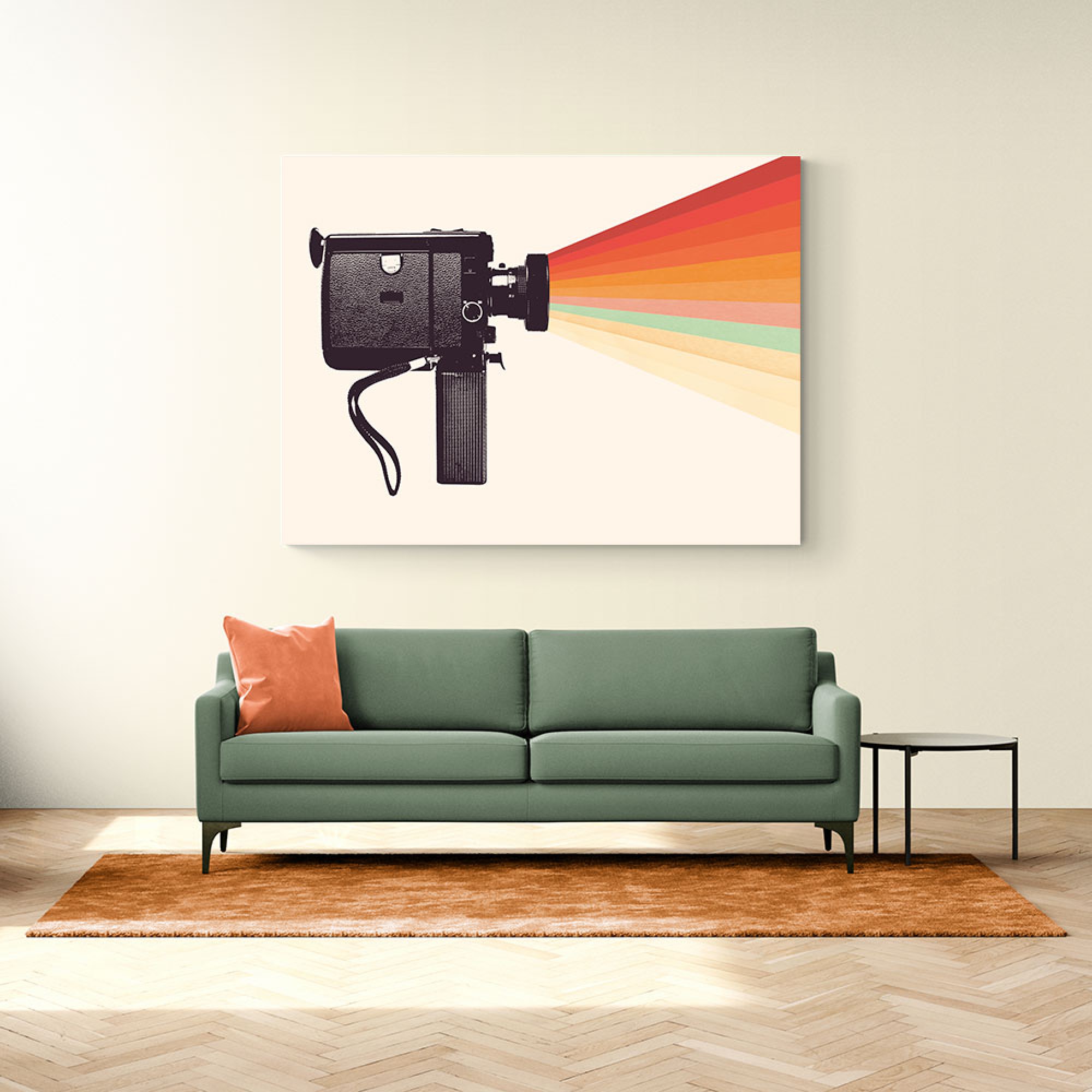 Movie Camera Rainbow Wall Art