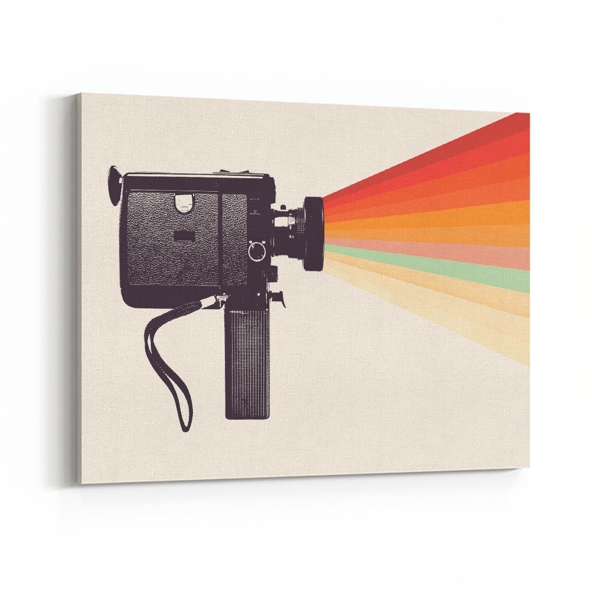 Movie Camera Rainbow Wall Art