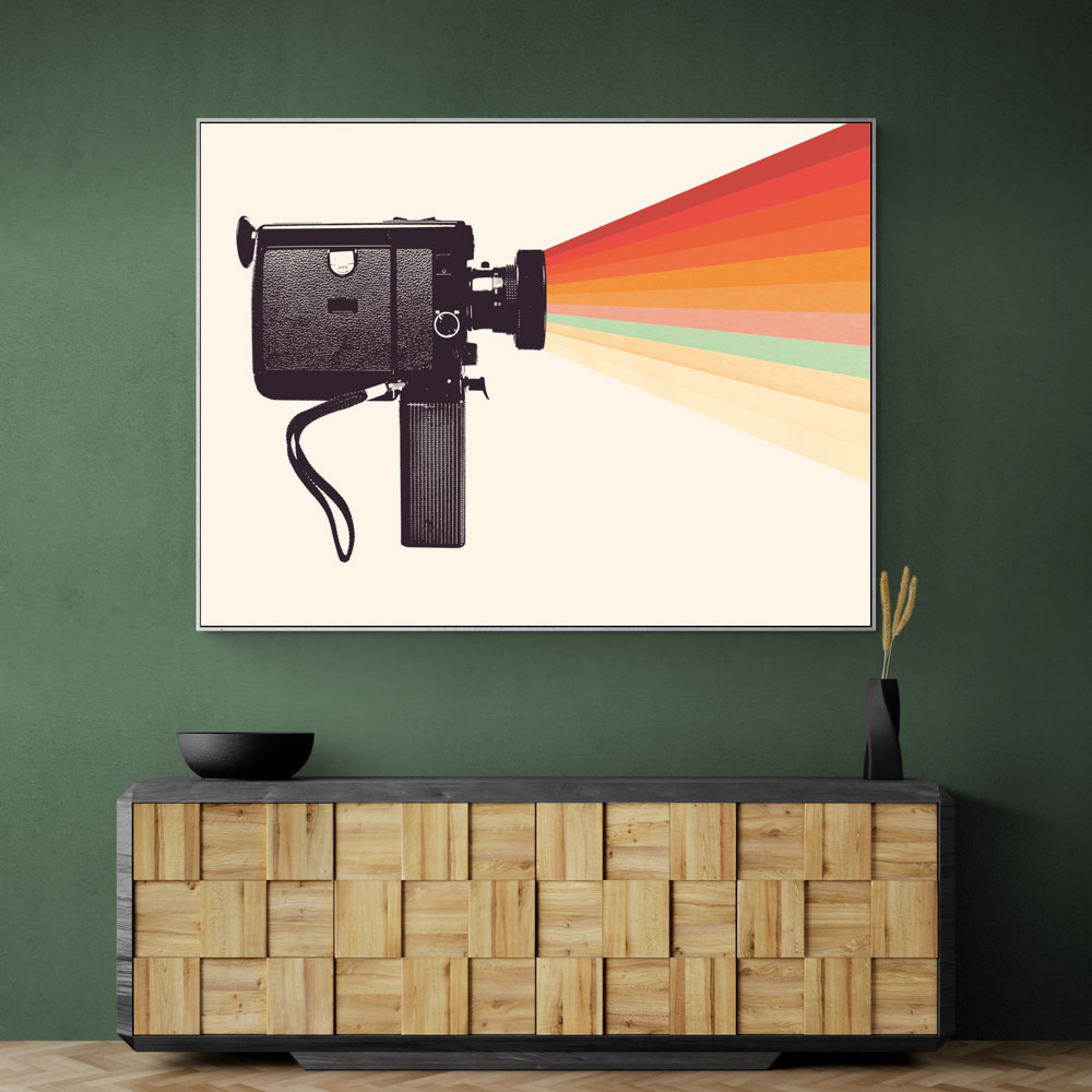 Movie Camera Rainbow Wall Art