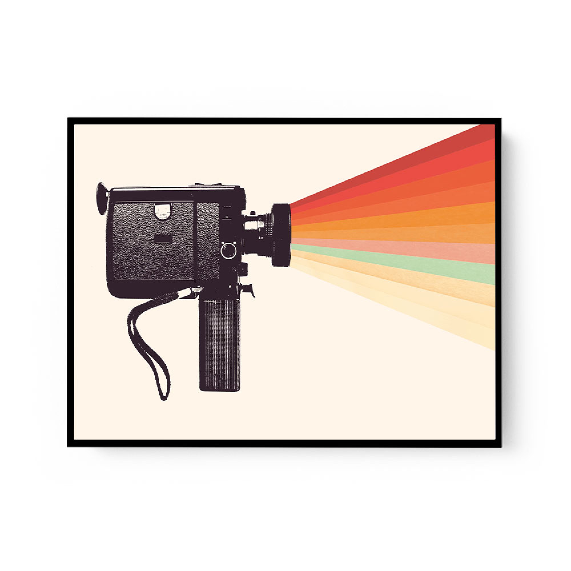 Movie Camera Rainbow Wall Art